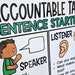 Accountable Talk Sentence Starters Anchor Chart [hard Good] - Option 1 ...