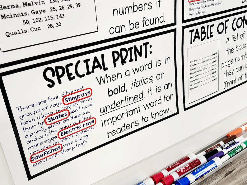 Nonfiction Text Features Anchor Chart hard Good Option 1 - Etsy