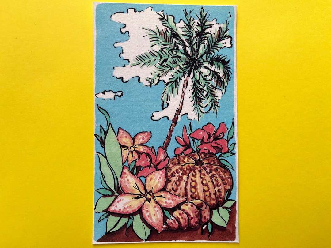 Art Print ~ "palm" ~ Alcohol Marker Painting, Summer, Vintage, Tropical ...