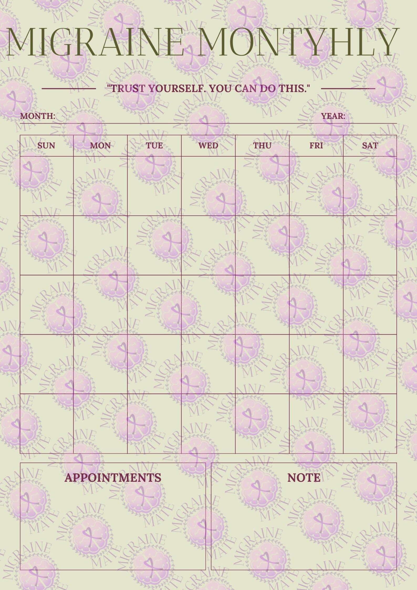 Digital Migraine Tracker Printable Symptom Journal for Daily, Weekly ...