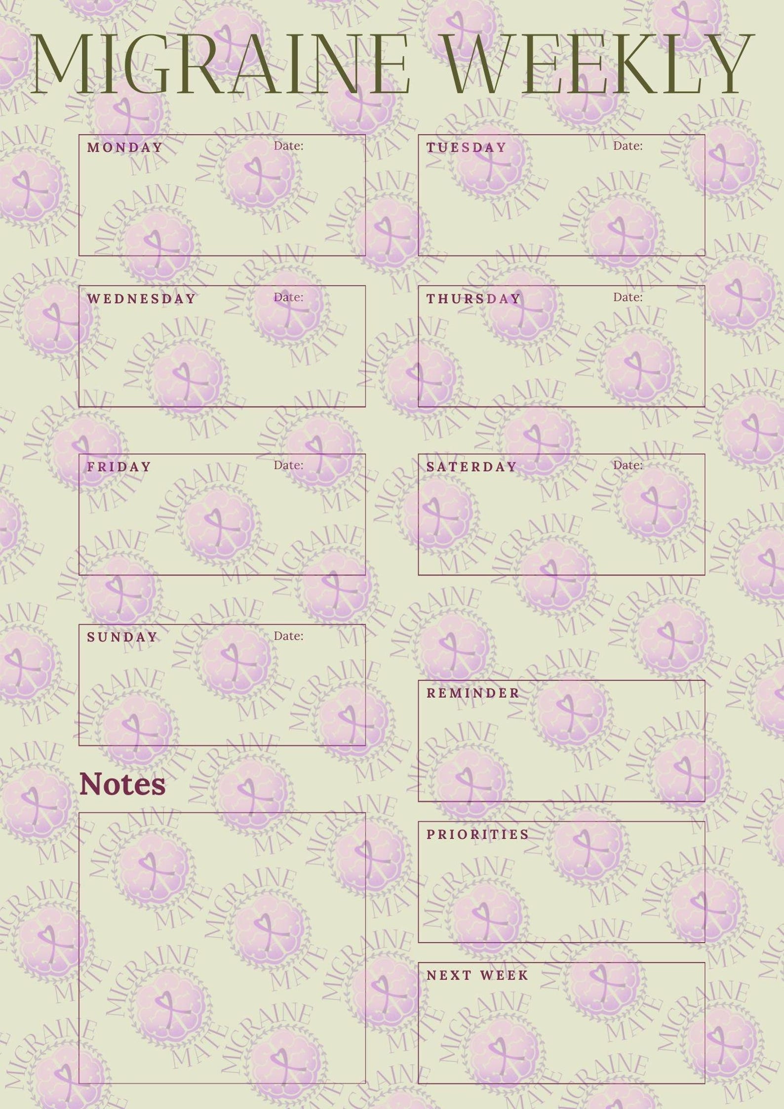 Digital Migraine Tracker Printable Symptom Journal for Daily, Weekly ...