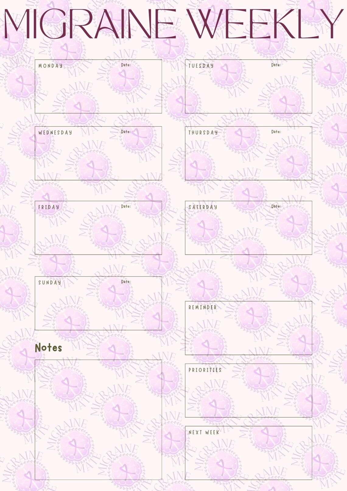 Digital Migraine Tracker - Printable Symptom Journal for Daily, Weekly ...