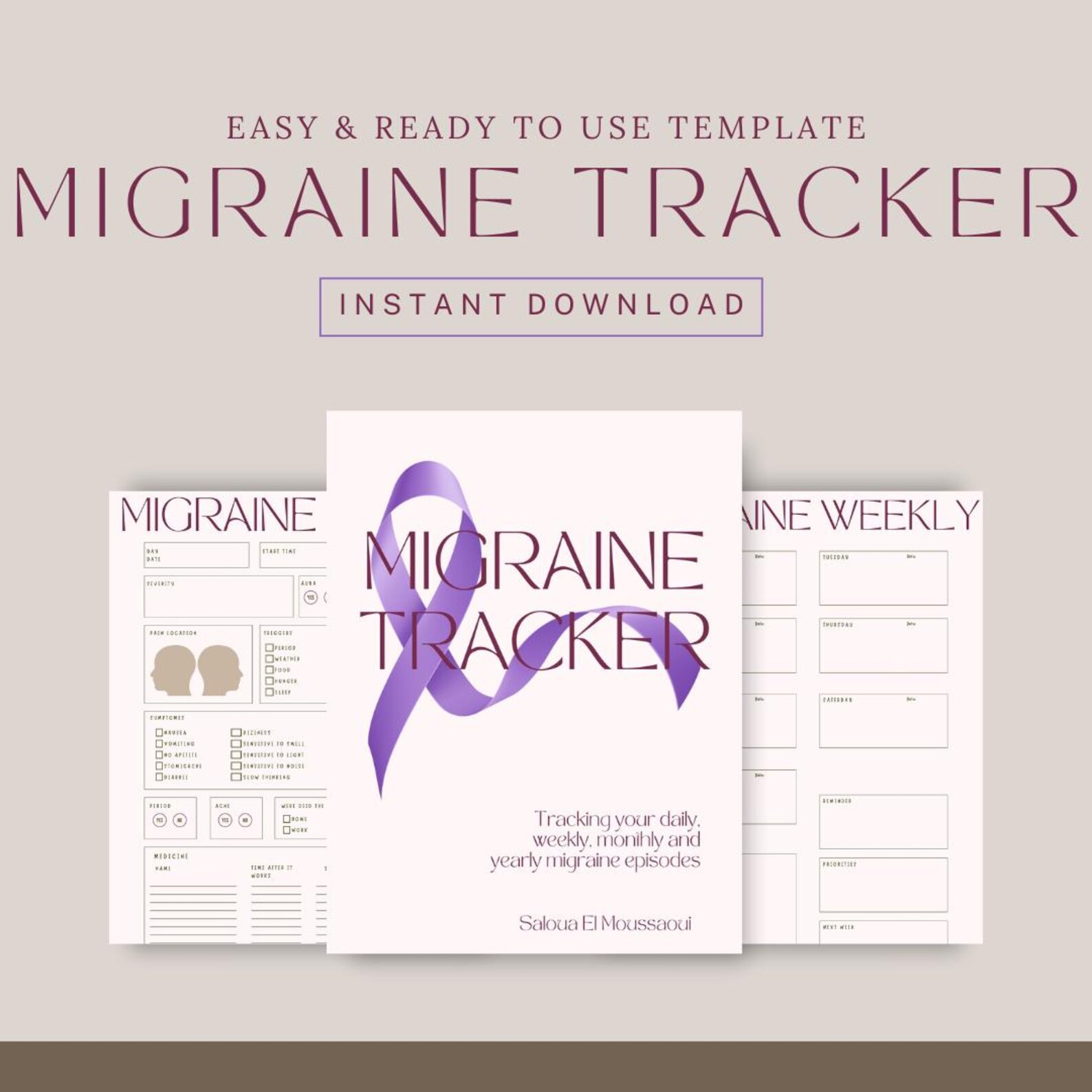 Digital Migraine Tracker - Printable Symptom Journal for Daily, Weekly ...