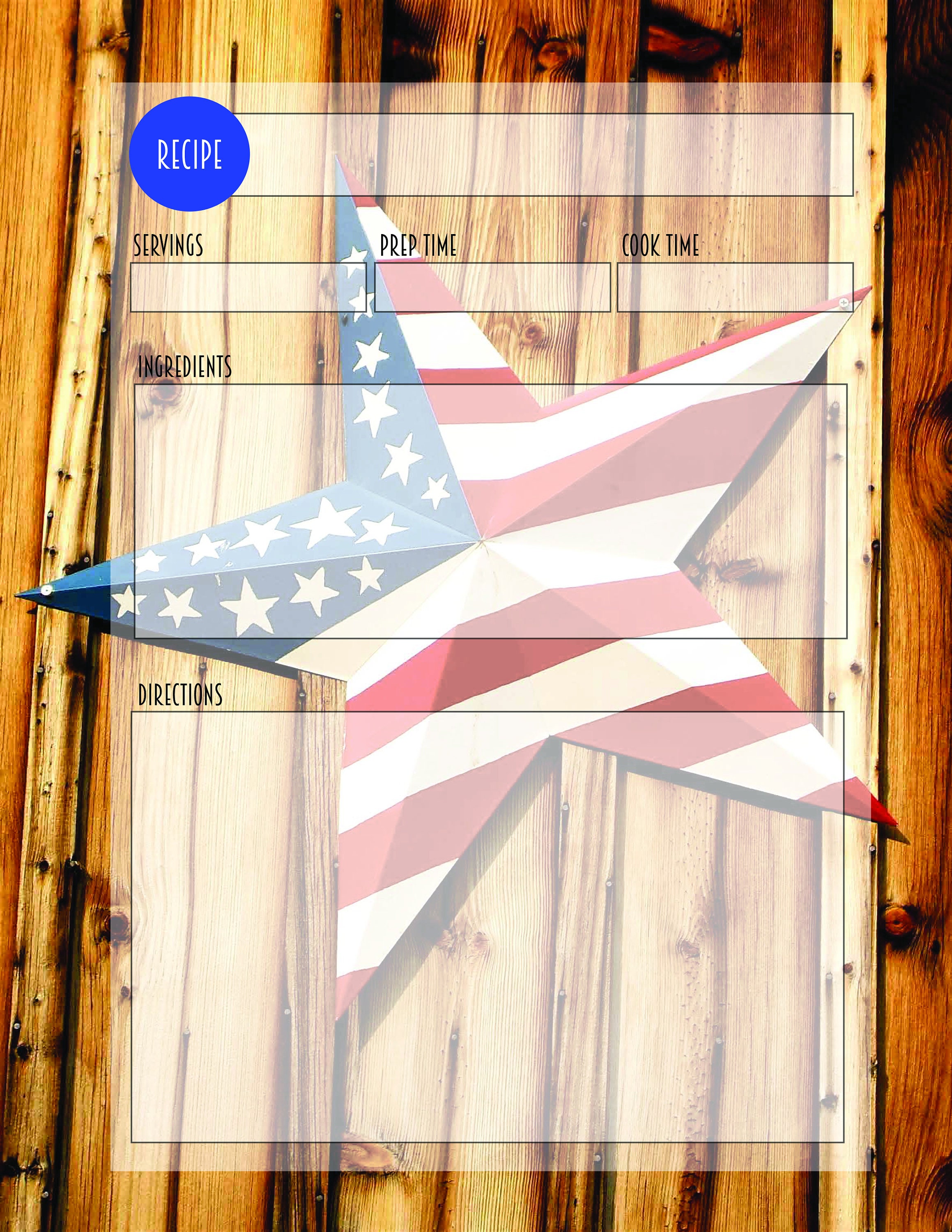 Ultimate Recipe Binder Printable Patriotic Red White & Blue - Etsy