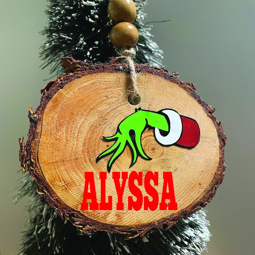 Wood Slice Ornament Grinch Hand Inspired - Etsy