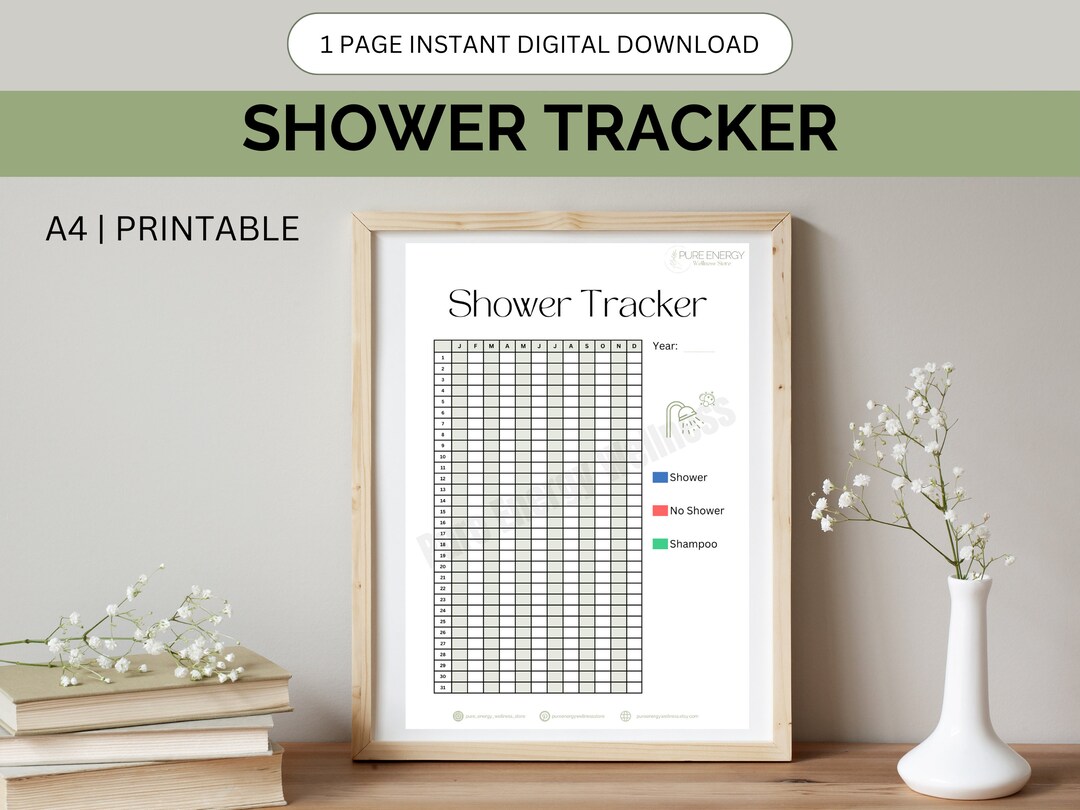 Shower Tracker Yearly Shower Tracker Shower & Shampoo Log Hair Wash ...