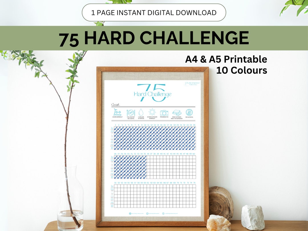 75 Hard Challenge 75 Hard Tracker 75 Day Challenge 75 Day Hard ...