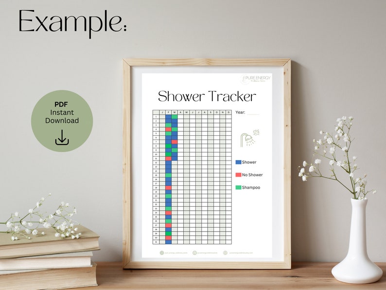 Shower Tracker Yearly Shower Tracker Shower & Shampoo Log Hair Wash ...