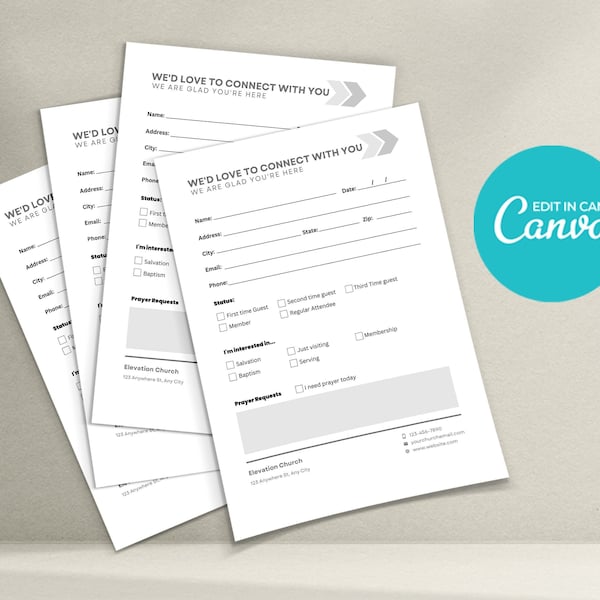 Church Welcome Form Template - Etsy