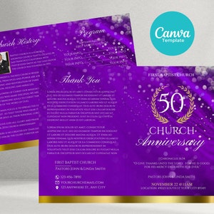 DIY Church Anniversary Program Template 2 Colors Included - Etsy
