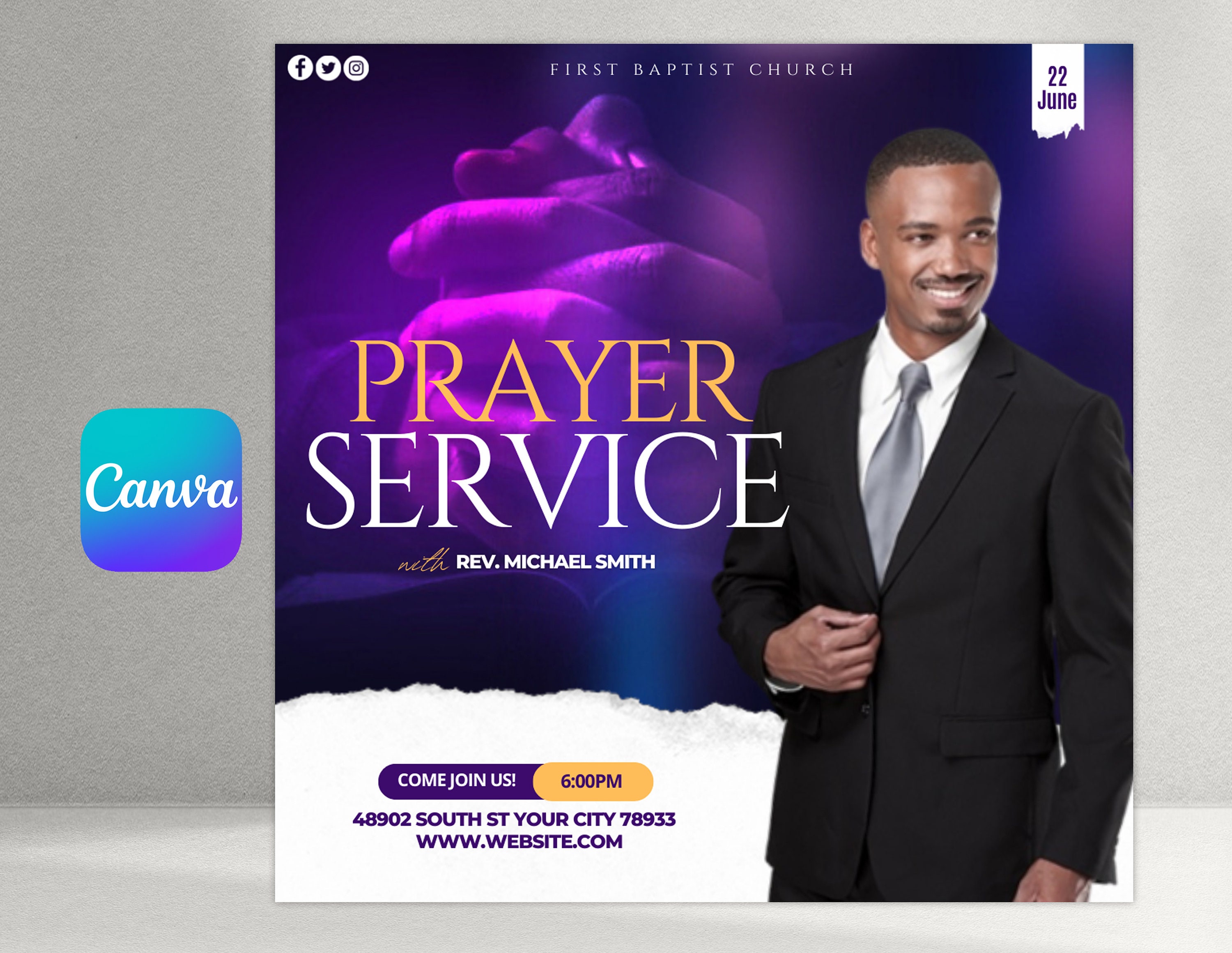 Prayer Service Flyer, Church Flyer - Etsy