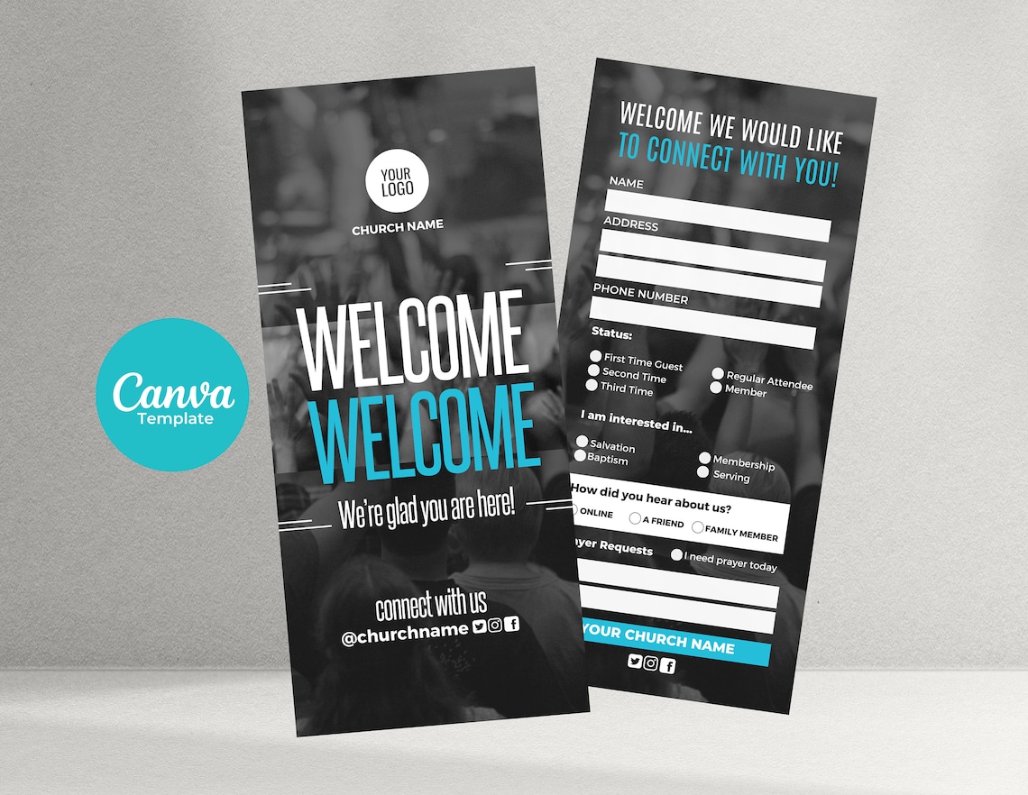 Church Connection Card Template, Church Welcome Card Template - Etsy