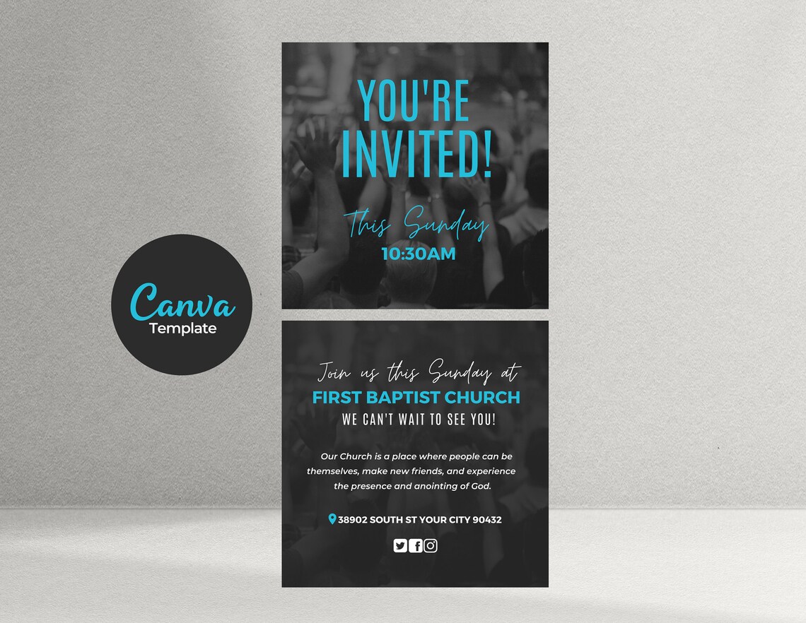 Church Invite Card Template - Etsy