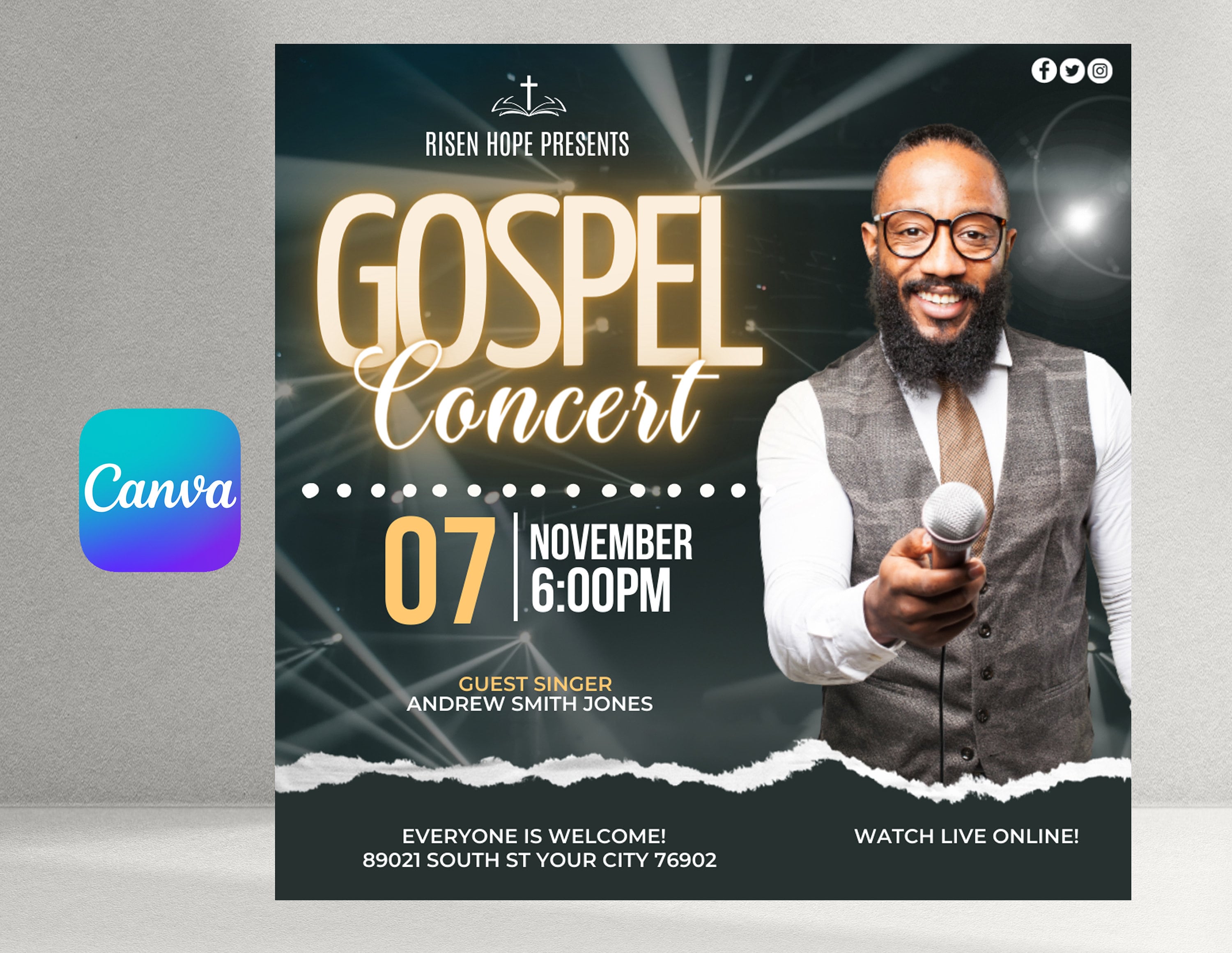 Church Concert Flyer, Church Flyer, Gospel Concert Flyer - Etsy