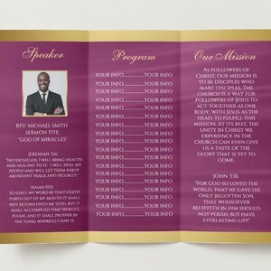DIY Church Anniversary Program Template Trifold Brochure, Burgendy and ...
