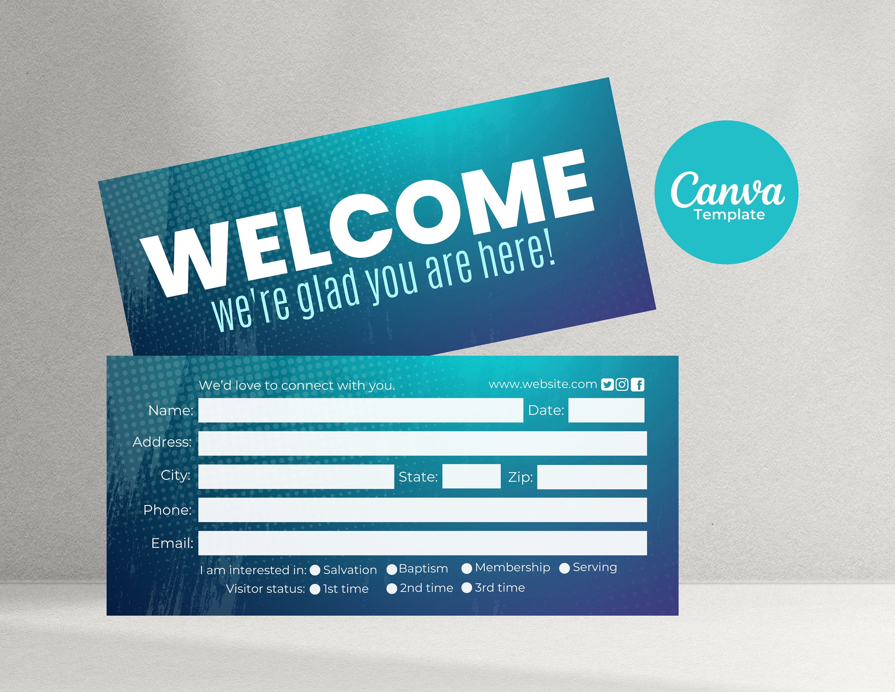 Church Connection Card, Church Welcome Card Template - Etsy