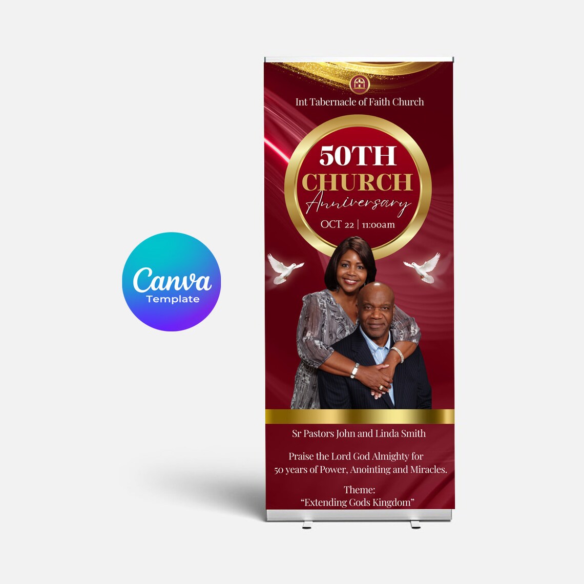 Church Anniversary Retractable Banner Template, Church Anniversary ...