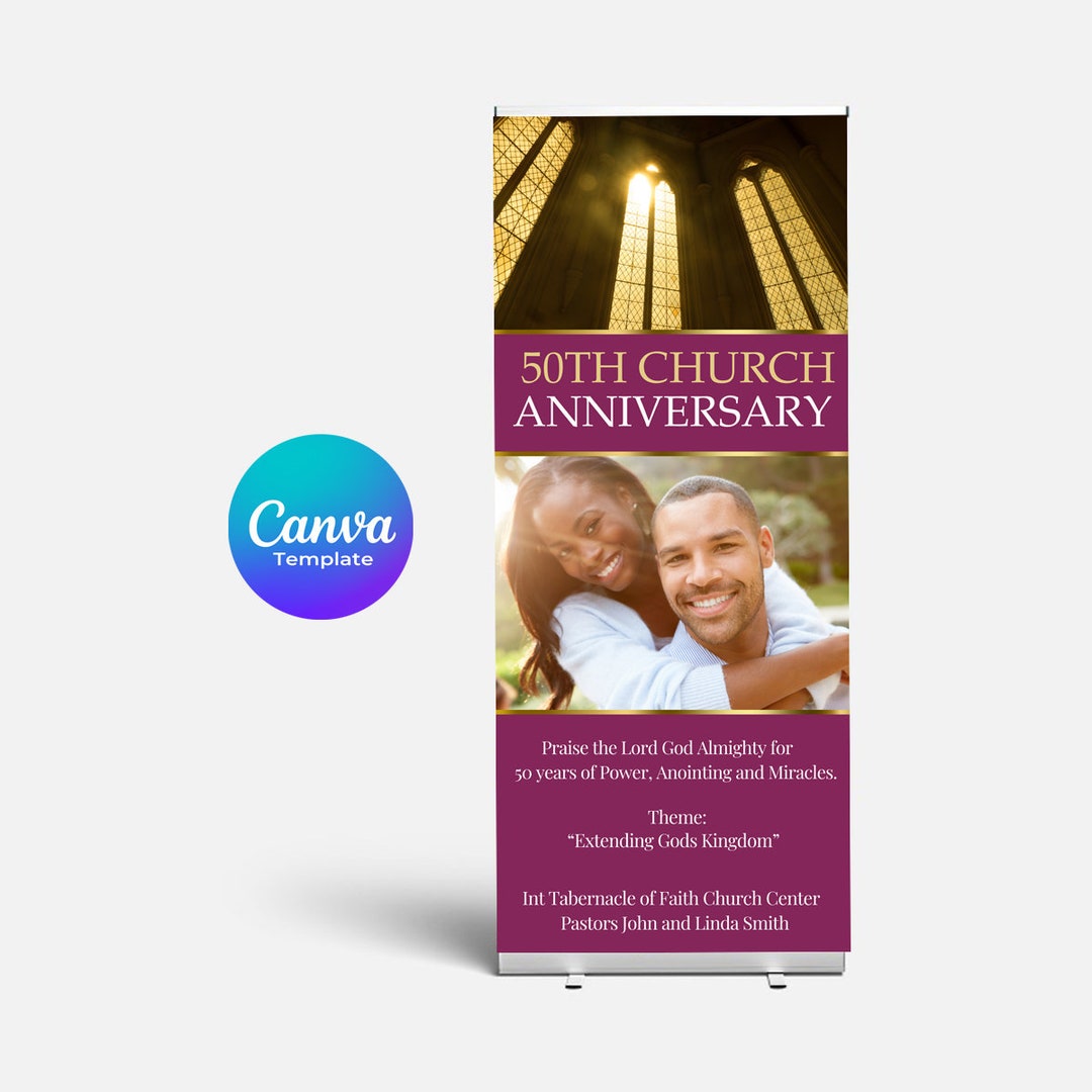 Church Anniversary Retractable Banner Template, Church Anniversary ...