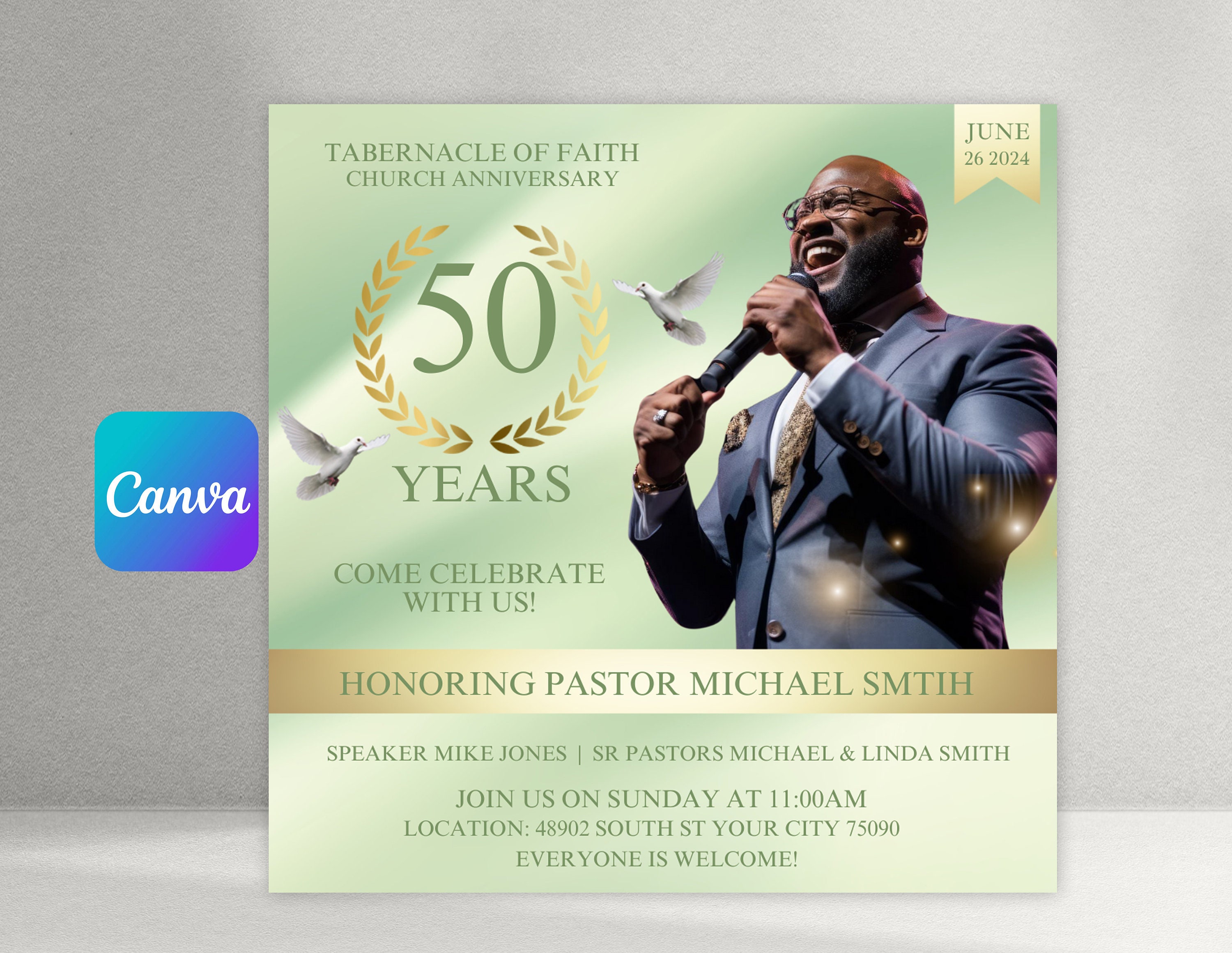 Invitaciones A La Cena De Aniversario Del Pastor