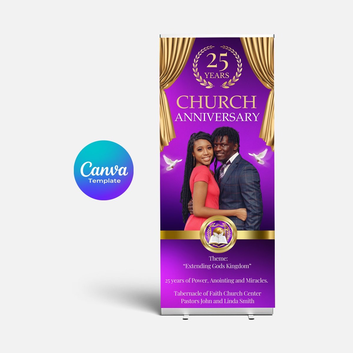 Church Anniversary Retractable Banner Template, Church Anniversary ...