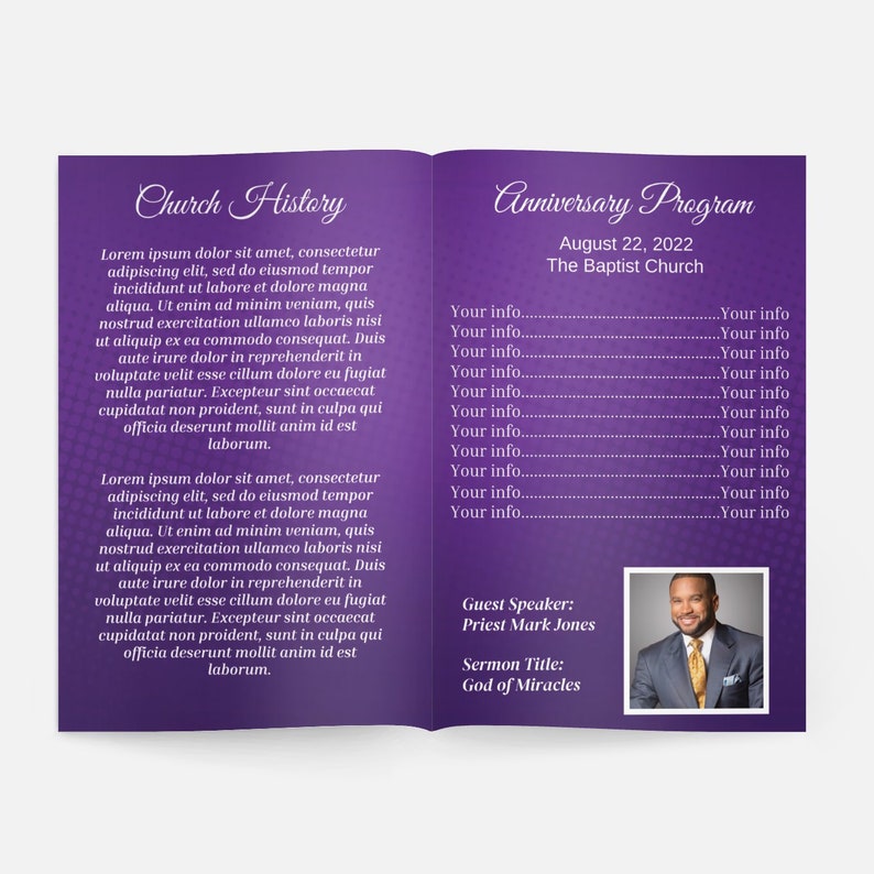 Church Anniversary Program Template - Etsy