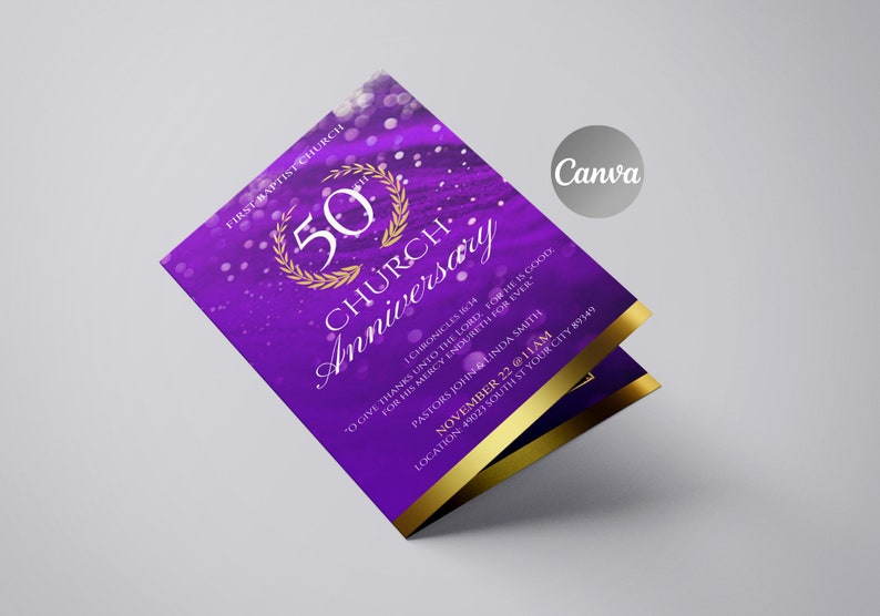 DIY Church Anniversary Program Template 2 Colors Included - Etsy