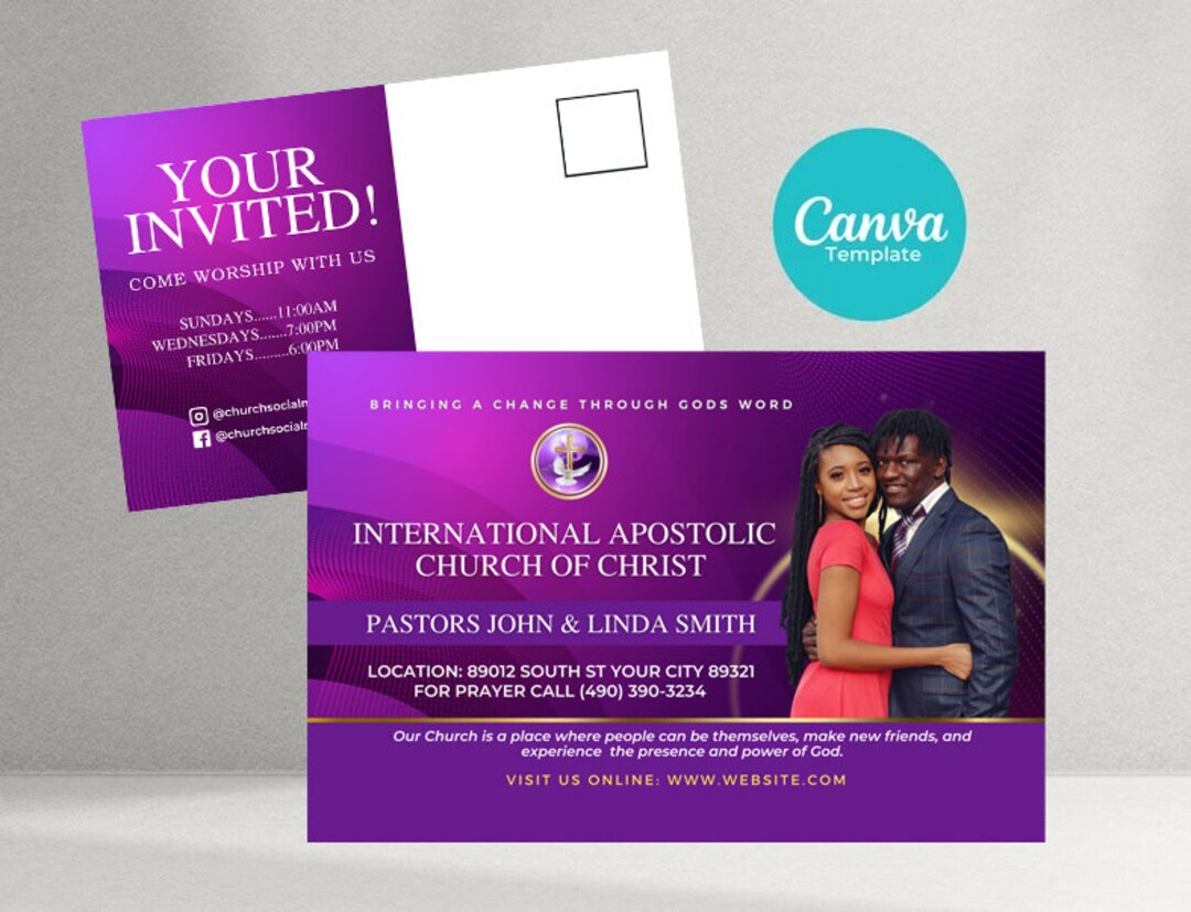 Church Postcard Mailing Invitation Template - Etsy