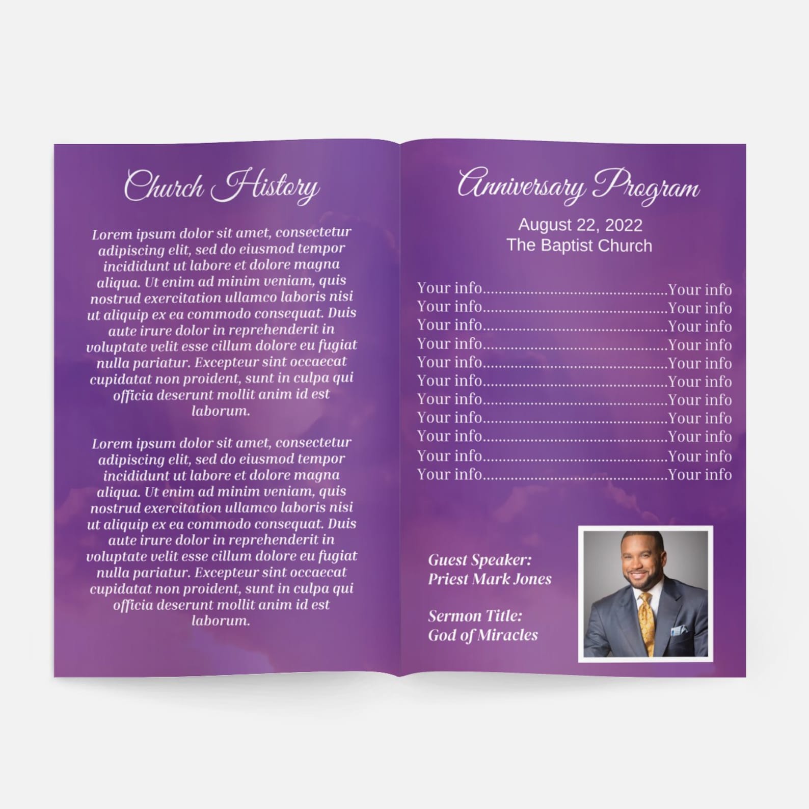 DIY Church Anniversary Program Template - Etsy