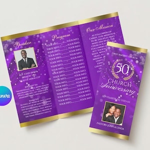 DIY Church Anniversary Program Template Trifold Brochure - Etsy