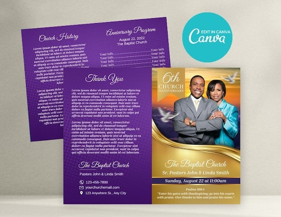 Church Anniversary Program Template - Etsy