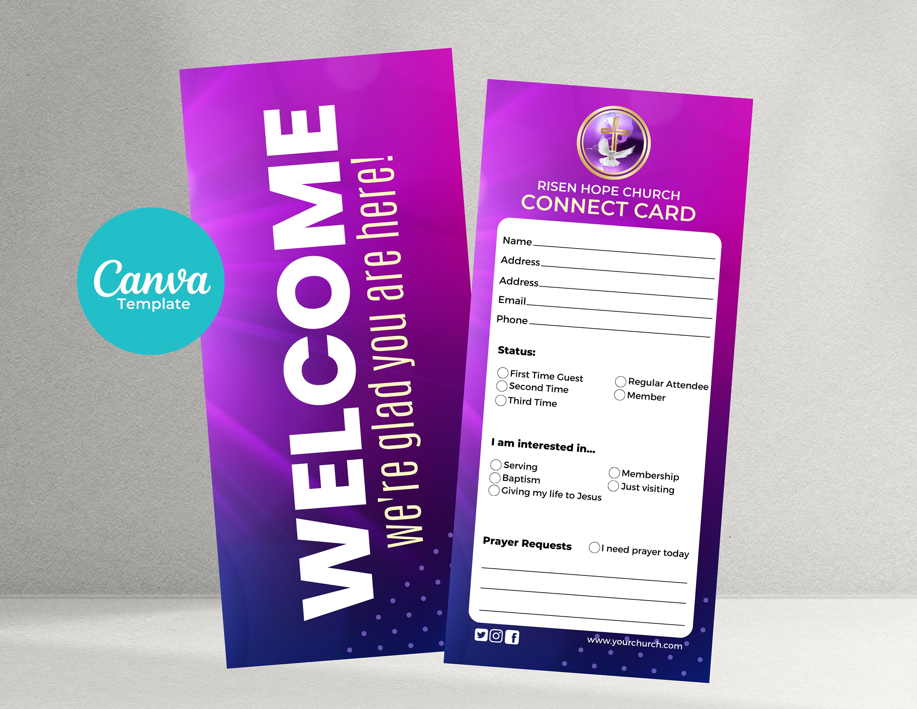 Church Connection Card, Church Welcome Card Template - Etsy