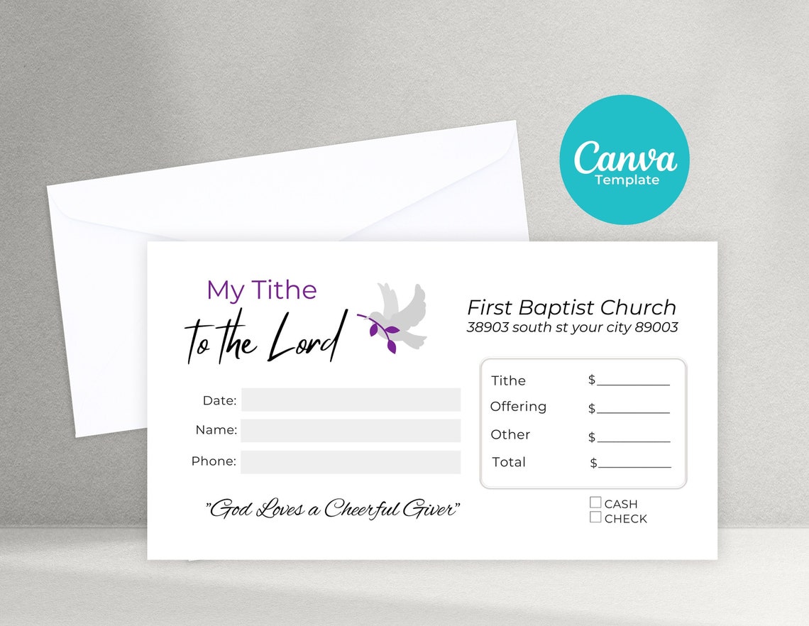 Church Tithe and Offering Envelope Template - Etsy