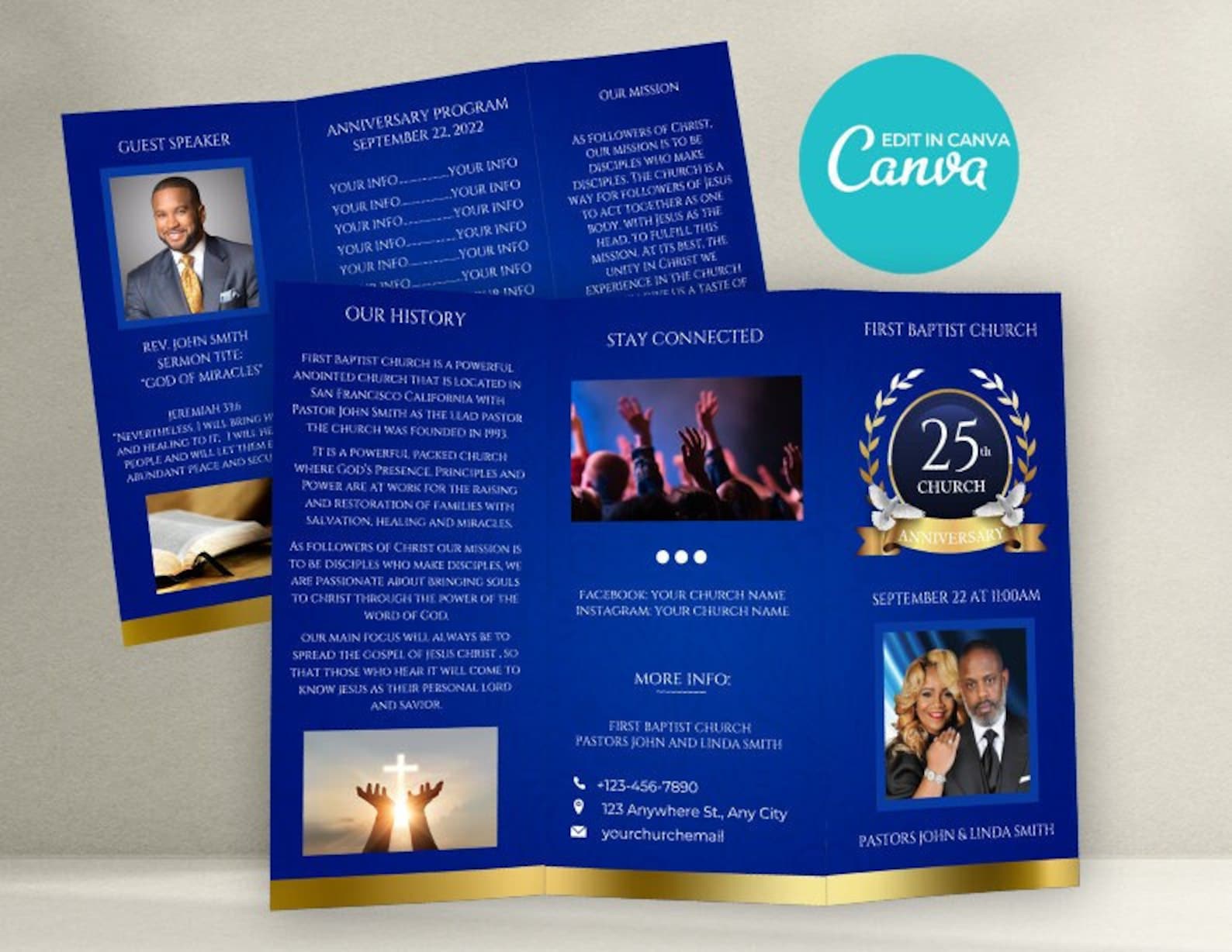 DIY Church Anniversary Program Template Trifold Brochure - Etsy