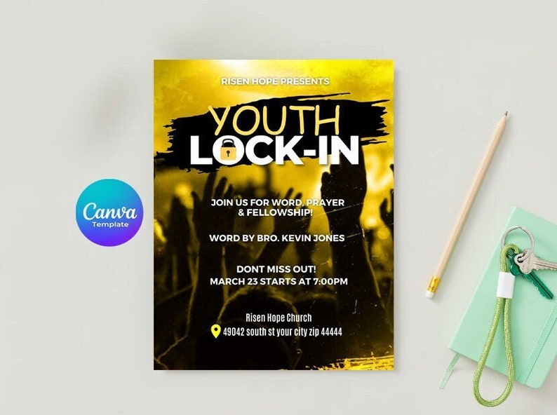 Youth Lock in Church Flyer, Youth Church Flyer - Etsy