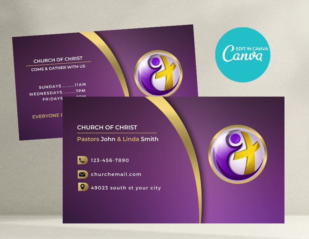DIY Church Business Card Template - Etsy