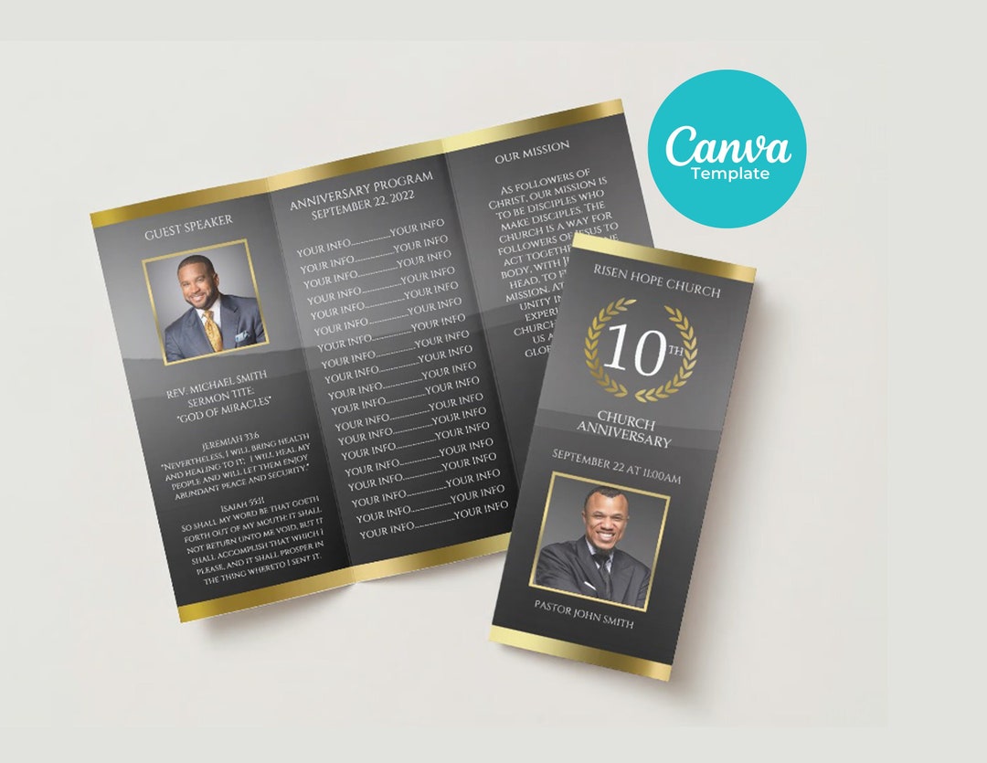 DIY Church Anniversary Program Template Trifold Brochure - Etsy