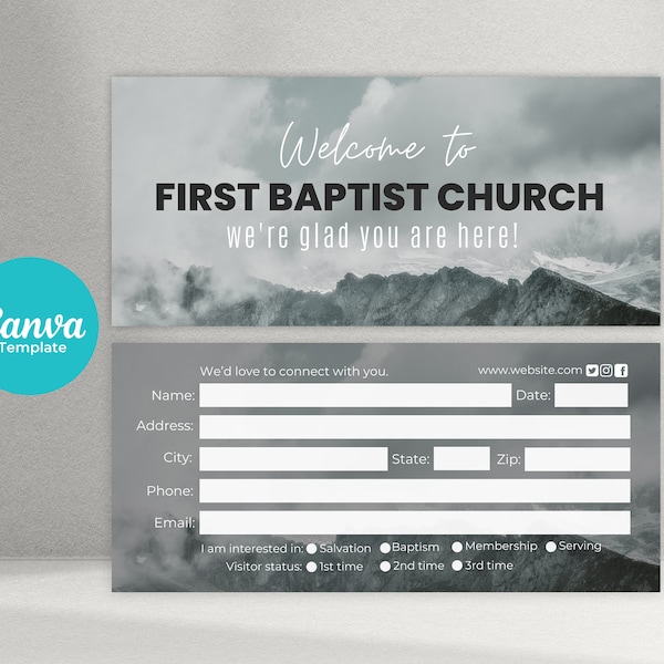 Church Welcome Card - Etsy