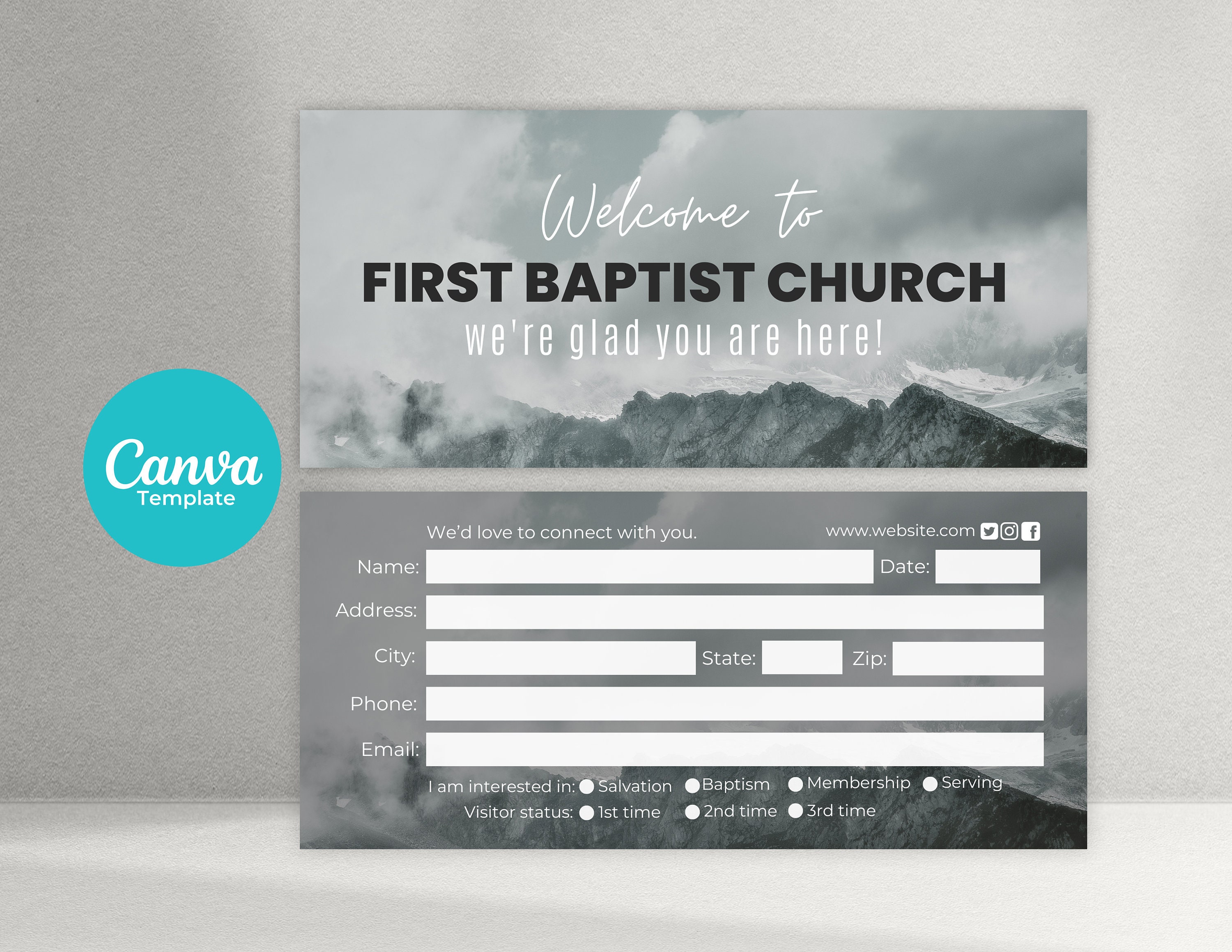 Church Connection Card, Church Welcome Card Template - Etsy