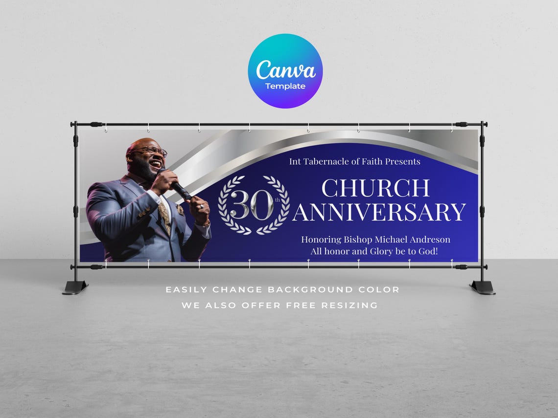 Church Anniversary Banner, Church Banner Template, Pastoral Anniversary ...