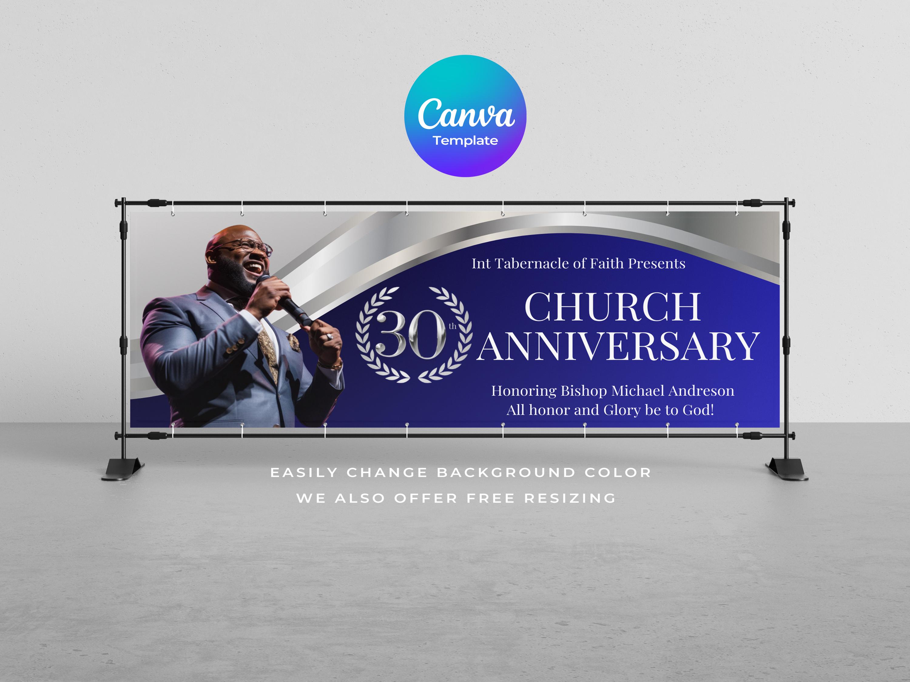 Church Anniversary Banner, Church Banner Template, Pastoral Anniversary ...