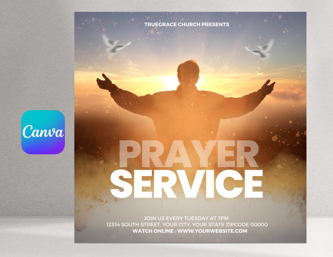 Prayer Service Flyer, Church Flyer - Etsy