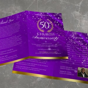 DIY Church Anniversary Program Template 2 Colors Included - Etsy