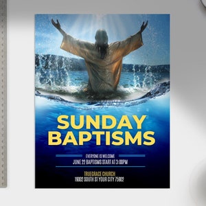 Church Baptism Flyer Template - Etsy
