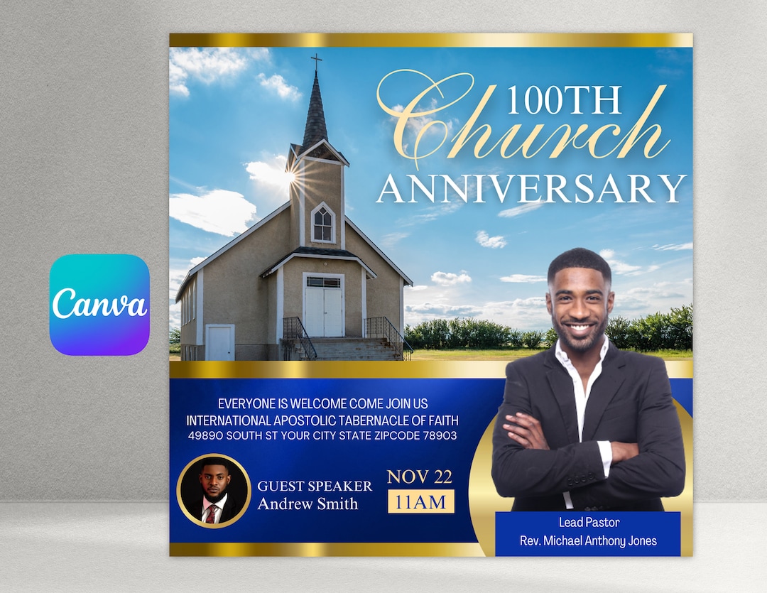 Church Anniversary Flyer Church Flyer Etsy