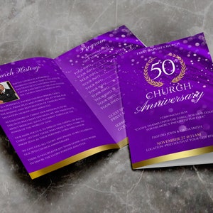 DIY Church Anniversary Program Template 2 Colors Included - Etsy