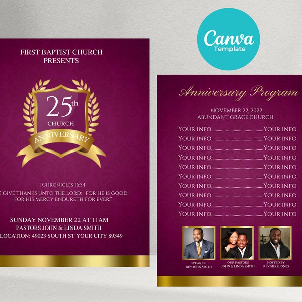 Church Anniversary Bulletin - Etsy