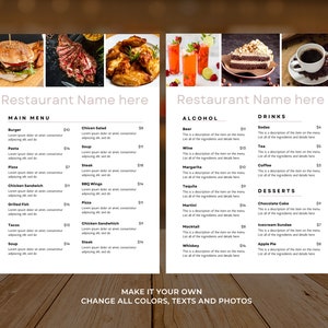 Restaurant Menu Template, Double Sided - Etsy