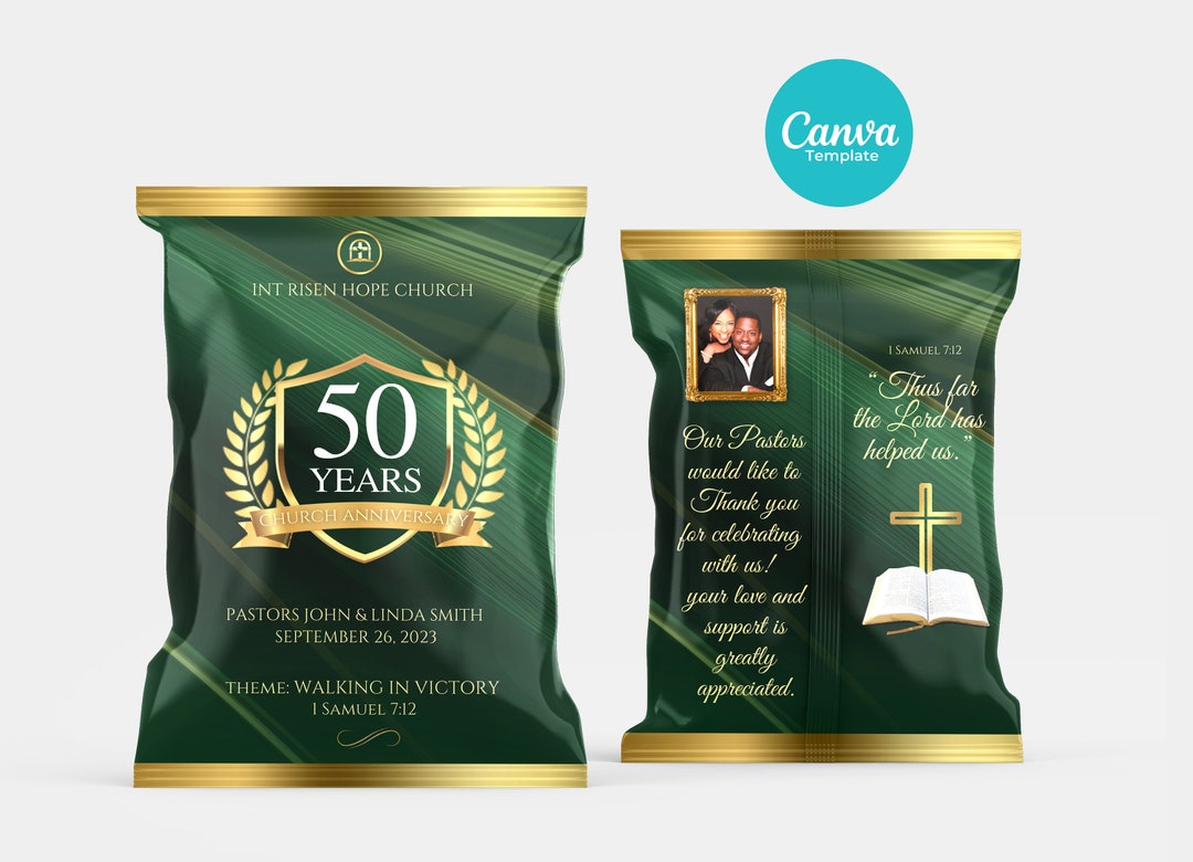 Church Anniversary Chip Bag Template - Etsy