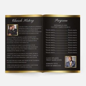 Church Anniversary Program Black and Gold Template - Etsy