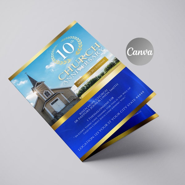 Church Anniversary Program Cover Template - Etsy